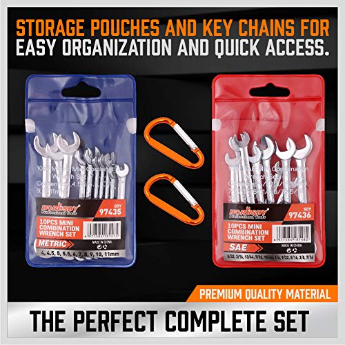 HORUSDY 20-Piece Mini Wrench Set, Small Wrench Set, Metric and SAE Mini Combination Wrench Set