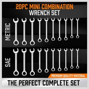 HORUSDY 20-Piece Mini Wrench Set, Small Wrench Set, Metric and SAE Mini Combination Wrench Set