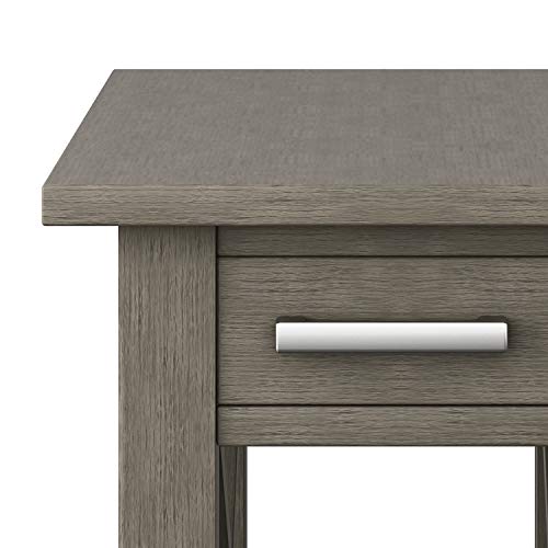 SIMPLIHOME Kitchener SOLID WOOD 14 inch wide Rectangle Contemporary Narrow Side Table End Table in Farmhouse Grey with Storage, 1 Drawer and 1 Shelf