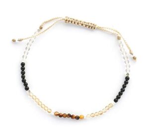 balipura - protection aura bracelet for women - 2mm small (tiny) beads gemstones, crystals, black tourmaline, citrine, quartz, 925 solid silver beads - spiritual beaded keep bad spirits away