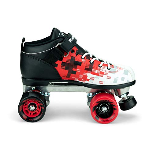 Riedell Skates - Dart Pixel - Quad Roller Speed Skate | Black & Red | Size 11