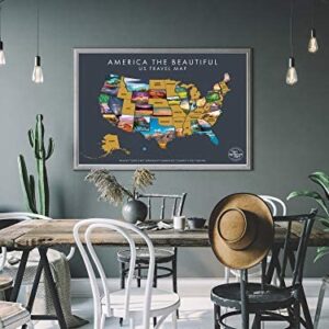 America The Beautiful USA Scratch Off Map- Interactive Travel Scratch Off Poster Reveals Beautiful Nature Photography of Each 50 States - Travel Poster - Great Gift for Adventurers (grey)