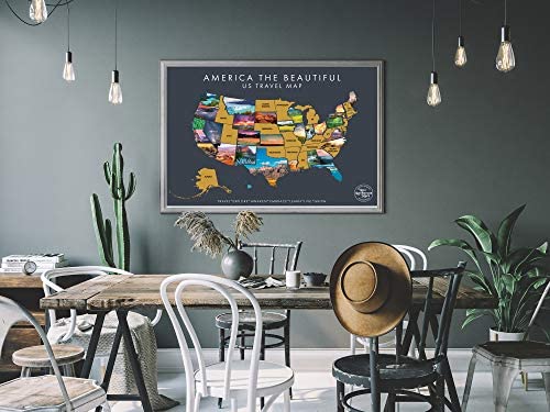 America The Beautiful USA Scratch Off Map- Interactive Travel Scratch Off Poster Reveals Beautiful Nature Photography of Each 50 States - Travel Poster - Great Gift for Adventurers (grey)