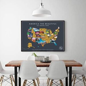 America The Beautiful USA Scratch Off Map- Interactive Travel Scratch Off Poster Reveals Beautiful Nature Photography of Each 50 States - Travel Poster - Great Gift for Adventurers (grey)