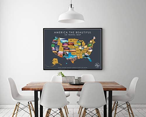 America The Beautiful USA Scratch Off Map- Interactive Travel Scratch Off Poster Reveals Beautiful Nature Photography of Each 50 States - Travel Poster - Great Gift for Adventurers (grey)