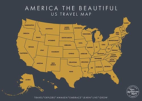 America The Beautiful USA Scratch Off Map- Interactive Travel Scratch Off Poster Reveals Beautiful Nature Photography of Each 50 States - Travel Poster - Great Gift for Adventurers (grey)