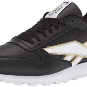 Reebok unisex-adult Classic Leather,Black/White/Gold Met.,11.5 M US