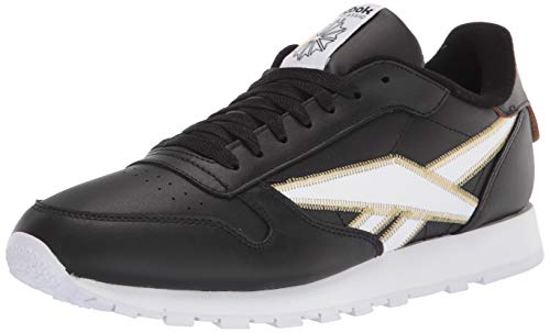 Reebok unisex-adult Classic Leather,Black/White/Gold Met.,11.5 M US