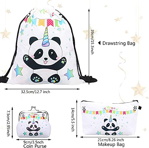 RHCPFOVR Panda Gifts for Girls - Drawstring Backpack,Makeup Bag,Bracelet,Necklace for Party Favors