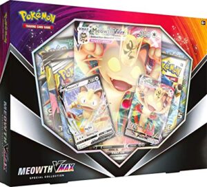 pokemon tcg: meowth v teaser box | 5 booster packs | 2 foil promo cards | 1 oversize foil card | genuine cards