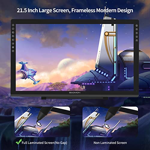 GAOMON PD2200 130% sRGB Full-Laminated Pen Display with 8192 Battery-Free Tilt-Support Stylus 8 Touch Buttons -21.5'' Graphics Drawing Tablet Monitor with Adjustable Stand