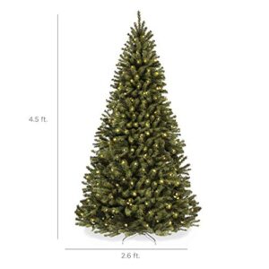 Best Choice Products 4.5ft Pre-Lit Spruce Artificial Holiday Christmas Tree for Home, Office, Party Decoration w/ 200 Incandescent Lights, 763 Branch Tips, Easy Assembly, Metal Hinges & Foldable Base