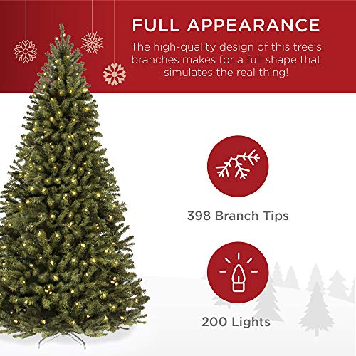 Best Choice Products 4.5ft Pre-Lit Spruce Artificial Holiday Christmas Tree for Home, Office, Party Decoration w/ 200 Incandescent Lights, 763 Branch Tips, Easy Assembly, Metal Hinges & Foldable Base