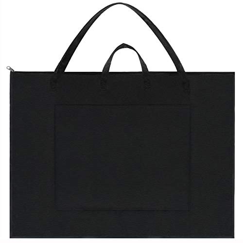 BUSOHA Large Art Portfolio Tote Bag with Nylon Shoulder,24"X 36" Light Weight Waterproof Poster Board Storage,Portfolio Folder for Artwork Poster, Sketching,Student Art Portfolio,Drawing (BLACK)