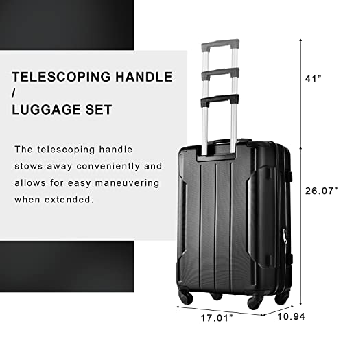 Merax Suit Case Expandable Spinner Luggage with TSA and Reinforced Corners, Lightweight Carry On Luggage 20" 24" 28" Suitcases (24 inch, Black)