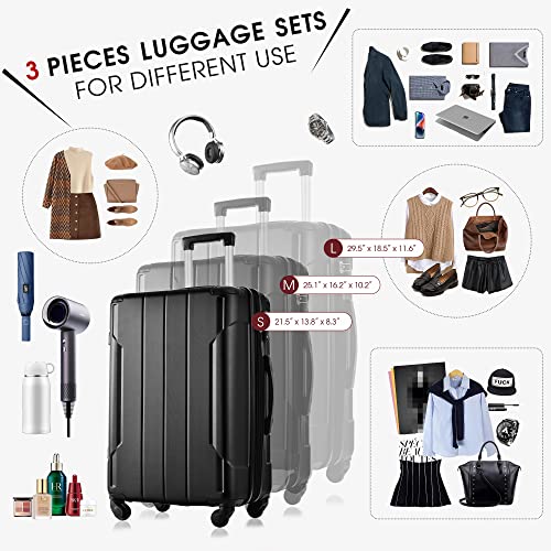 Merax Suit Case Expandable Spinner Luggage with TSA and Reinforced Corners, Lightweight Carry On Luggage 20" 24" 28" Suitcases (24 inch, Black)