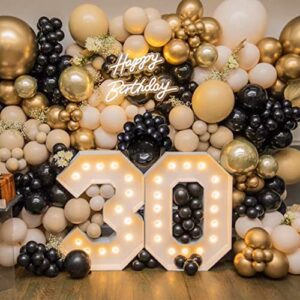 JOYYPOP Black and Gold Balloon Garland Arch Kit with 5 inch+10 inch+12 inch+18 inch Metallic Gold and Black Latex Confetti Balloons for Graduation Party New Year Anniversary Birthday