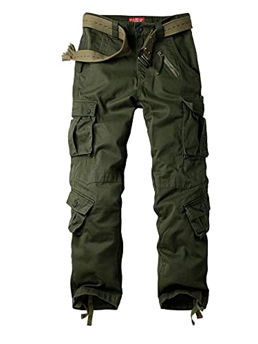 Women's Cotton Casual Military Army Cargo Combat Work Pants with 8 Pocket Army Green US 14