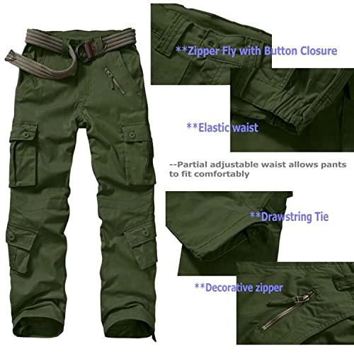 Women's Cotton Casual Military Army Cargo Combat Work Pants with 8 Pocket Army Green US 14