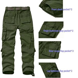 Women's Cotton Casual Military Army Cargo Combat Work Pants with 8 Pocket Army Green US 14