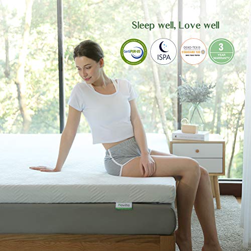 Novilla 4 Inch King Size Mattress Topper, Medium Firm Memory Foam Mattress Topper King, Gel & Bamboo Charcoal Infused for Motion Isolation & Pressure Relieving, with Breathable Bamboo Cover, King Size