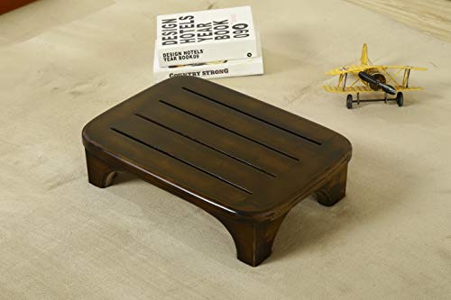 URFORESTIC Solid Wood Bed Step Stool Super Large/Bedside Steps for High Beds/Solid Wood Super Sturdy Hold Up to 500 LBS (Dark Walnut)