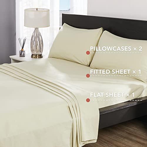 Deconovo Bed Sheets California King Sheet Sets Beige Cal King Microfiber 16" Deep Pocket 1800 Thread Count Luxury Comfort Bedding Silky Soft Touch 4 Pieces Pillowcases Flat Sheet & Fitted Sheet