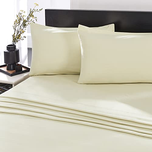 Deconovo Bed Sheets California King Sheet Sets Beige Cal King Microfiber 16" Deep Pocket 1800 Thread Count Luxury Comfort Bedding Silky Soft Touch 4 Pieces Pillowcases Flat Sheet & Fitted Sheet