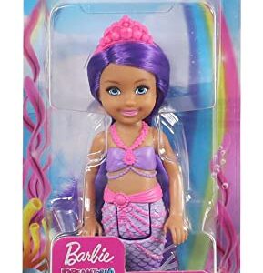 Barbie Dreamtopia Chelsea Mermaid Doll with Purple Hair & Tail, Tiara Accessory, Small Doll Bends At Waist