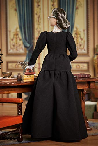 Barbie Inspiring Women Series Susan B. Anthony Collectible Doll, Approx. 12-in, Wearing Black Dress and Cameo Brooch, with Doll Stand and Certificate of Authenticity