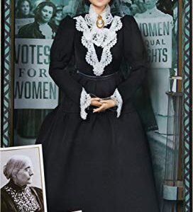 Barbie Inspiring Women Series Susan B. Anthony Collectible Doll, Approx. 12-in, Wearing Black Dress and Cameo Brooch, with Doll Stand and Certificate of Authenticity