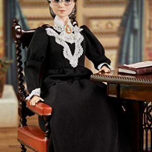 Barbie Inspiring Women Series Susan B. Anthony Collectible Doll, Approx. 12-in, Wearing Black Dress and Cameo Brooch, with Doll Stand and Certificate of Authenticity