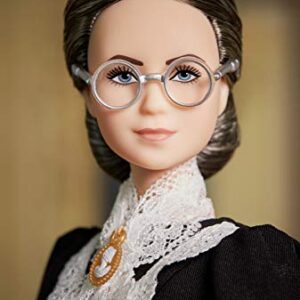 Barbie Inspiring Women Series Susan B. Anthony Collectible Doll, Approx. 12-in, Wearing Black Dress and Cameo Brooch, with Doll Stand and Certificate of Authenticity