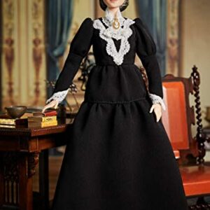 Barbie Inspiring Women Series Susan B. Anthony Collectible Doll, Approx. 12-in, Wearing Black Dress and Cameo Brooch, with Doll Stand and Certificate of Authenticity