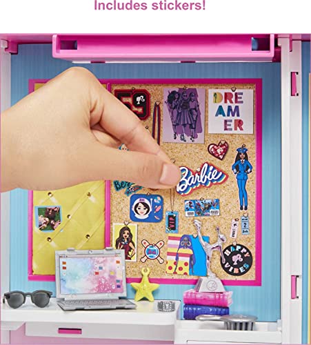 Barbie Dream Closet with Blonde Doll & 25+ Pieces, Toy Closet Expands to 2+ ft Wide & Features 10+ Storage Areas, Full-Length Mirror, Customizable Desk Space and Rotating Clothes Rack