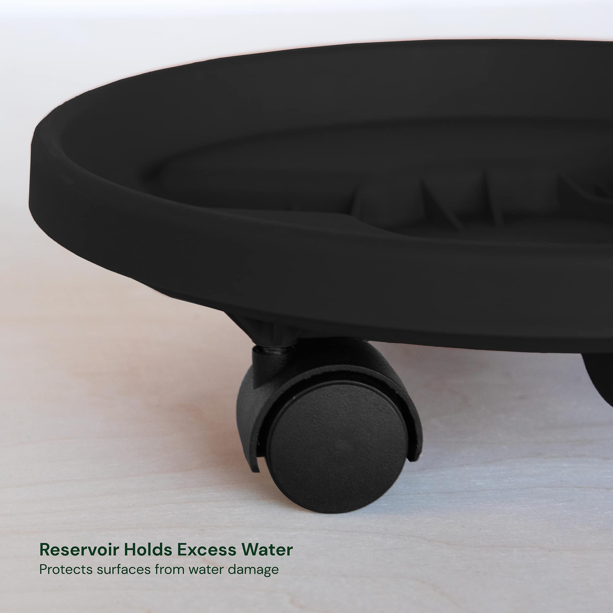 Bloem Caddy Round Plant Stand Caddy w/Wheels Saucer Tray (CAD1200), Black, 12"