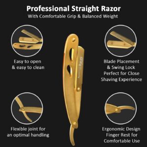 G4 Professional Straight Edge Razor for Men with 100-Pack Replaceable Derby Blades Barber Single Blade Shaving Razor -navajas para barbero