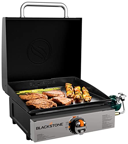 Blackstone 1814 Stainless Steel Propane Gas Portable, Flat Top Griddle Frill Station for Kitchen, Camping, Outdoor, Tailgating, Tabletop, Countertop – Heavy Duty & 12, 000 BTUs, 17 Inch, Black