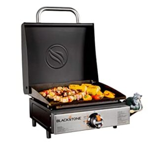 Blackstone 1814 Stainless Steel Propane Gas Portable, Flat Top Griddle Frill Station for Kitchen, Camping, Outdoor, Tailgating, Tabletop, Countertop – Heavy Duty & 12, 000 BTUs, 17 Inch, Black