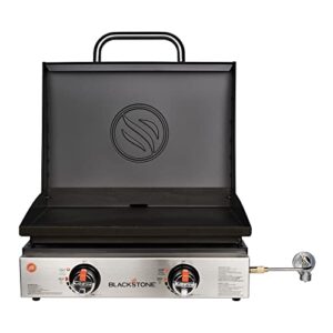 Blackstone 1813 Stainless Steel Propane Gas Hood Portable, Flat Griddle Grill Station for Kitchen, Camping, Outdoor, Tailgating, Tabletop, Countertop – Heavy Duty, 12, 000 BTUs, 22 Inch, Black