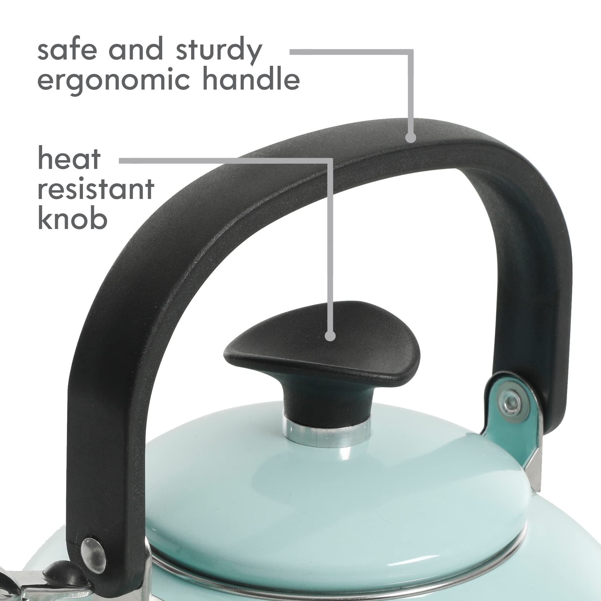 Kenmore Broadway Enamel on Steel Tea Kettle, 1.5-quart, Glacier Blue