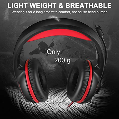 YINSAN Gaming Headset for Nintendo Switch, PS4 Headset with Mic Xbox One Gaming Headphone with Surround Stereo & LED Light, Compatible with PC/PS5/Xbox Series X/S (USB Extension Cable Contained), Red