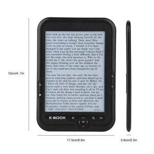 6'' Portable E-Paper with 800x600 Resolution+Audio Player, E-Reader E-Book Reader with Electronic Ink Screen Available in 29 Languages with A Pair of Headphone and Leather Case, 16/8/4GB(Black 8G)