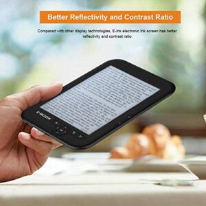 6'' Portable E-Paper with 800x600 Resolution+Audio Player, E-Reader E-Book Reader with Electronic Ink Screen Available in 29 Languages with A Pair of Headphone and Leather Case, 16/8/4GB(Black 8G)