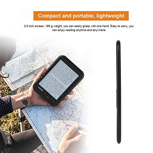 6'' Portable E-Paper with 800x600 Resolution+Audio Player, E-Reader E-Book Reader with Electronic Ink Screen Available in 29 Languages with A Pair of Headphone and Leather Case, 16/8/4GB(Black 8G)