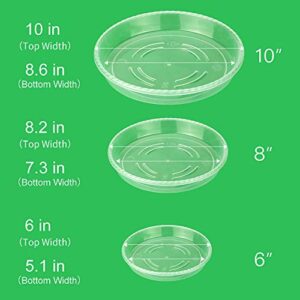 18 Pack Plant Saucers of 6 inch & 8 inch & 10 inch , Durable Plant Trays for Indoors Outdoors, Clear Plastic Flower Plant Pot Saucer, Made of Thicker, Stronger Plastic, with Taller Design (6"+8"+10")