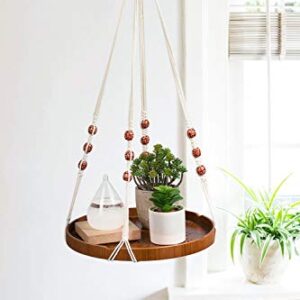 TIMEYARD Macrame Plant Hanger - Indoor Hanging Planter Shelf - Decorative Flower Pot Holder - Boho Bohemian Home Decor, in Box, for Succulents, Cacti, Small Plants