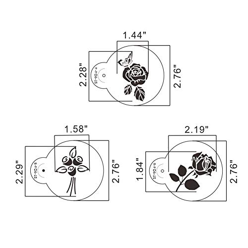 Art Kitchenware 6pcs Roses Cookie Stencils Set for Wedding Cake Stencils Valentine's Day Plastic Stencils for Airbrush Decoration Mold (2.76 inches)