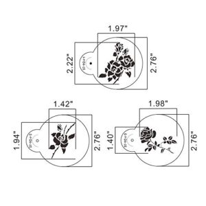 Art Kitchenware 6pcs Roses Cookie Stencils Set for Wedding Cake Stencils Valentine's Day Plastic Stencils for Airbrush Decoration Mold (2.76 inches)