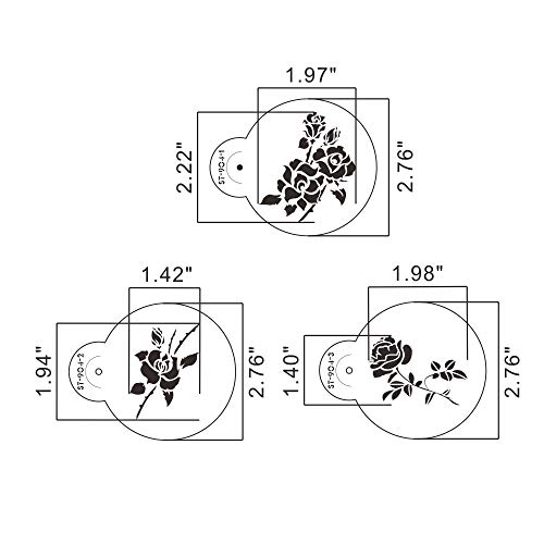 Art Kitchenware 6pcs Roses Cookie Stencils Set for Wedding Cake Stencils Valentine's Day Plastic Stencils for Airbrush Decoration Mold (2.76 inches)